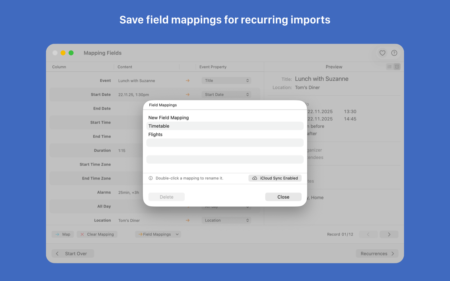 Import Excel/CSV into iCal/Apple/Mac Calendar or convert to .ics file